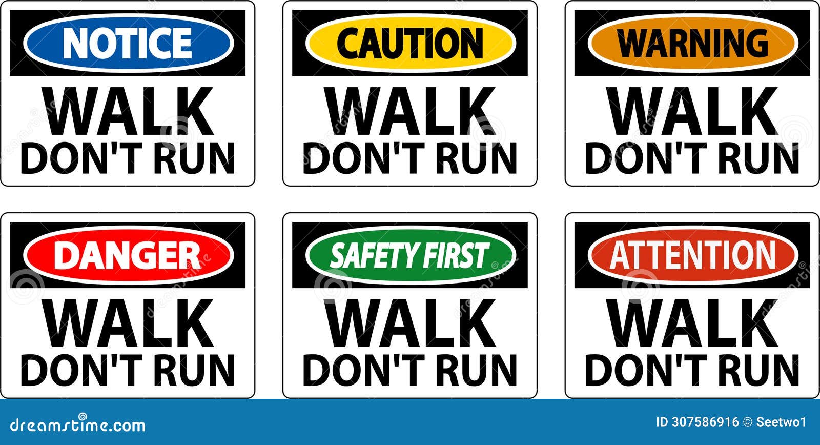 Safety First Sign, Walk Don T Run Stock Vector - Illustration of mark ...