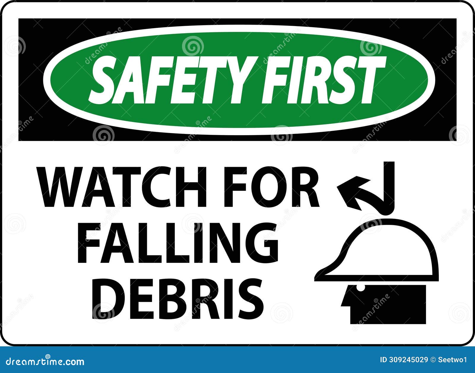 Safety First Sign, Watch for Falling Debris Stock Vector - Illustration ...