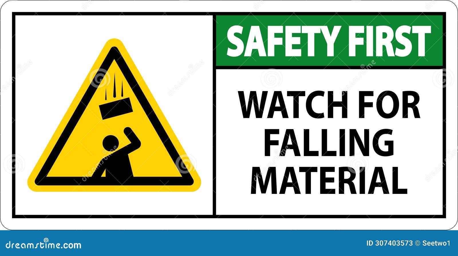 Safety First Sign, Watch for Falling Material Stock Vector ...