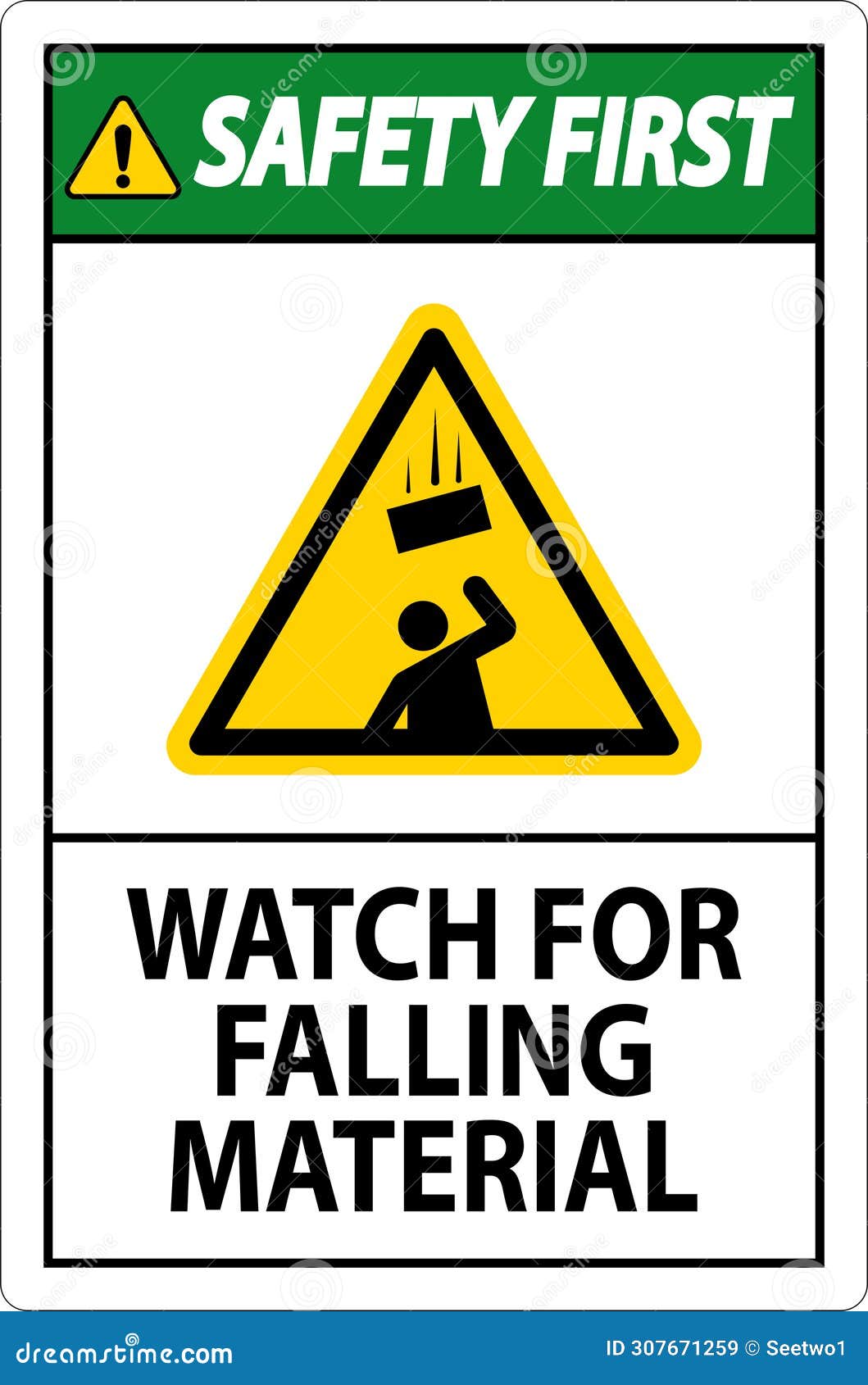 Safety First Sign, Watch for Falling Material Stock Vector ...