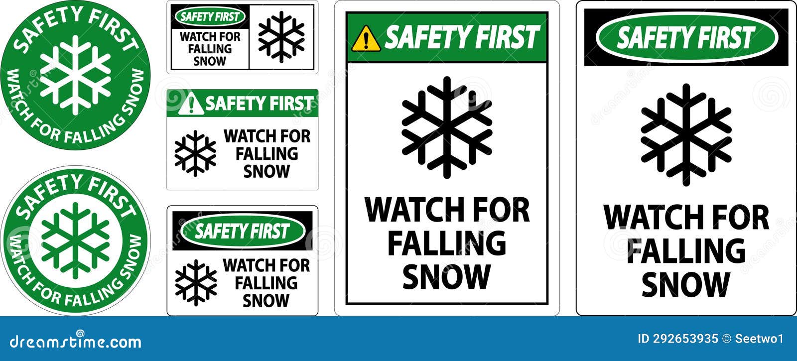 Safety First Sign Watch for Falling Snow Stock Vector - Illustration of ...