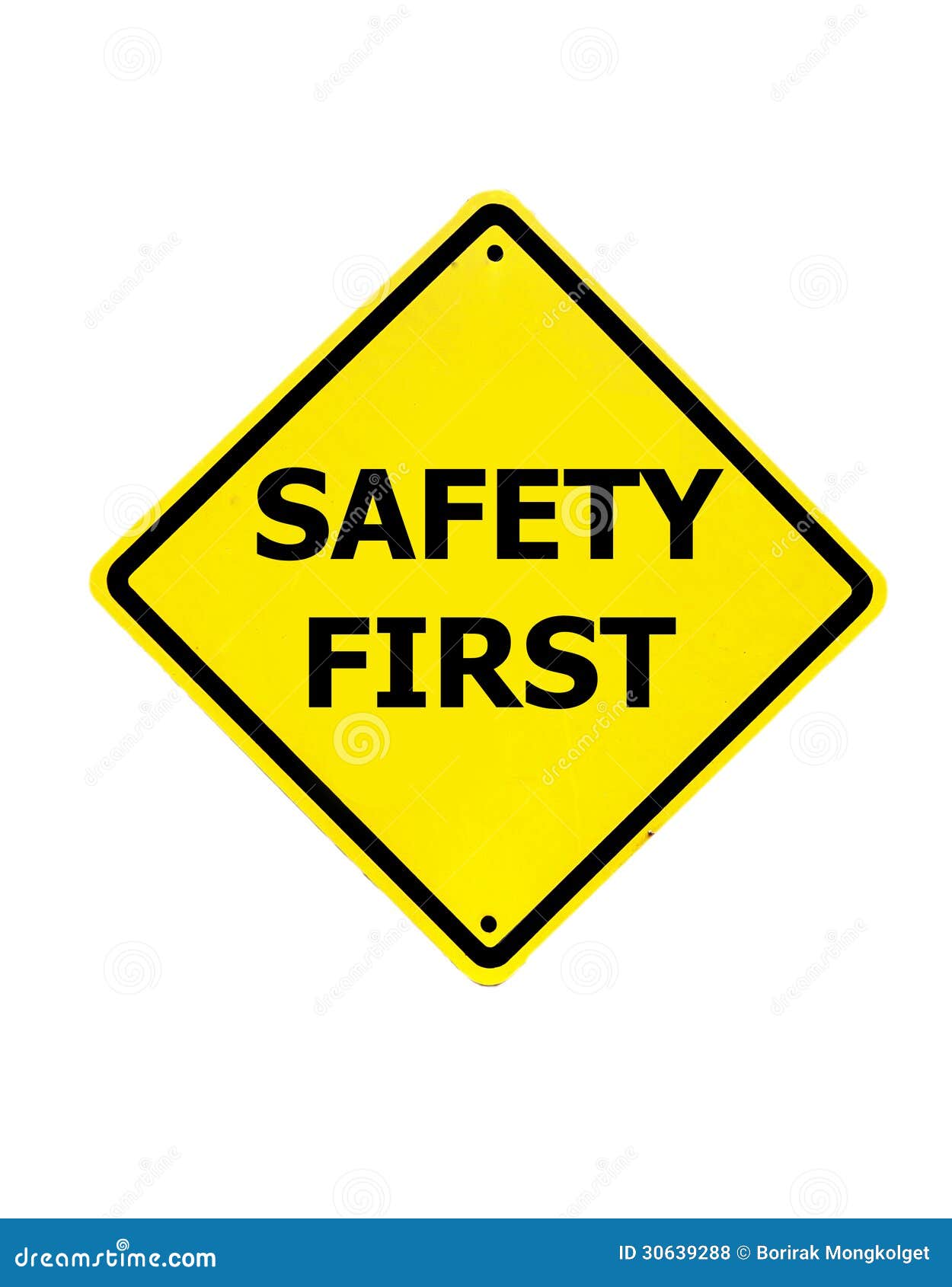 Safety First Sign on a White Stock Photo - Image of text, help: 30639288