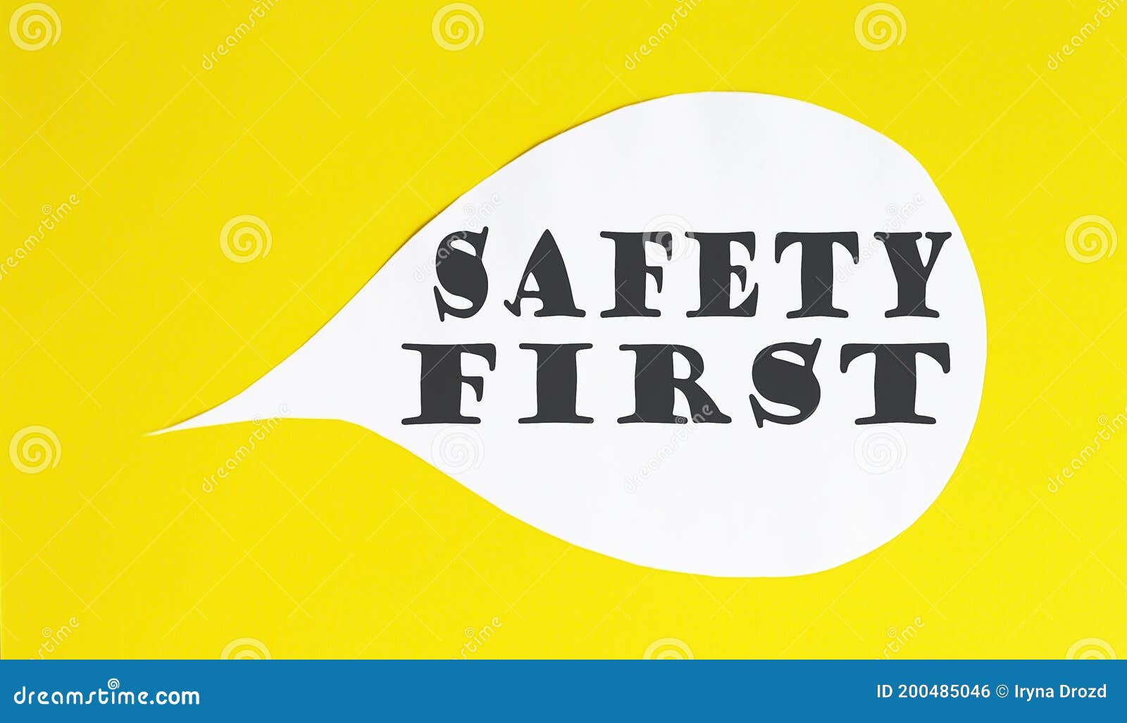 SAFETY FIRST Speech Bubble Isolated on Yellow Background Stock Photo ...