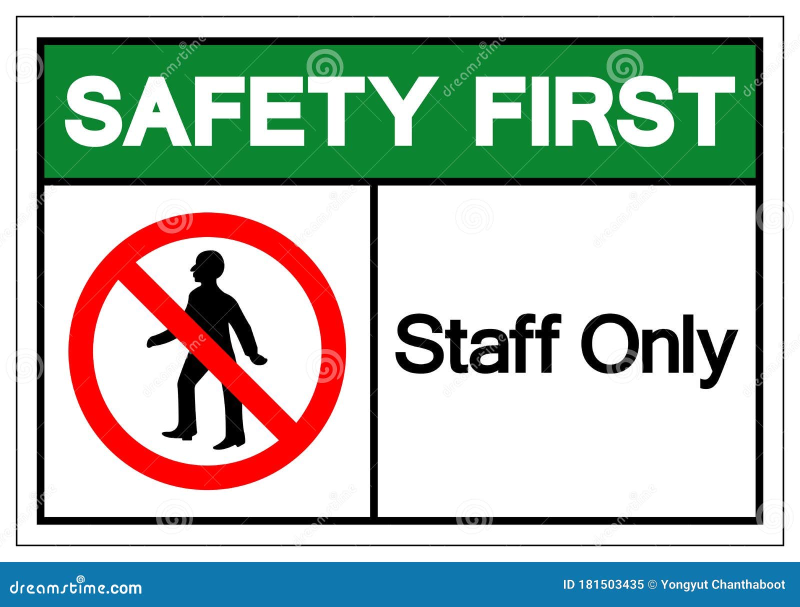 Safety First Staff only Symbol Sign, Vector Illustration, Isolate on ...