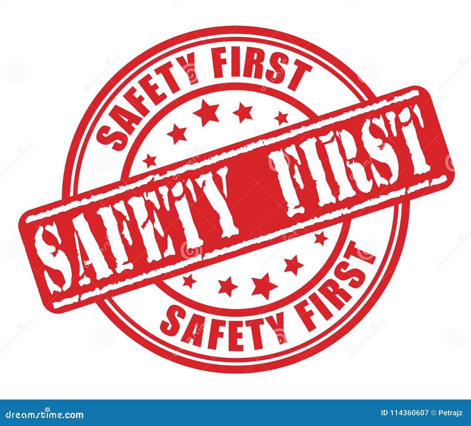 Safety first stamp stock vector. Illustration of symbol - 114360607