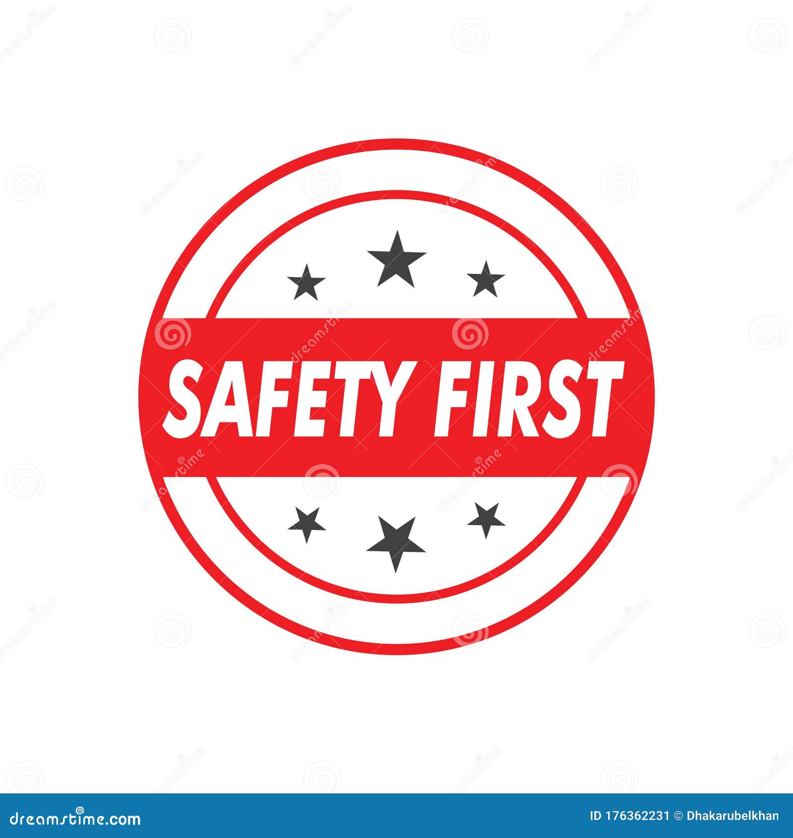 Safety First Stamp, Safety First Red Warning Sign Stock Vector ...
