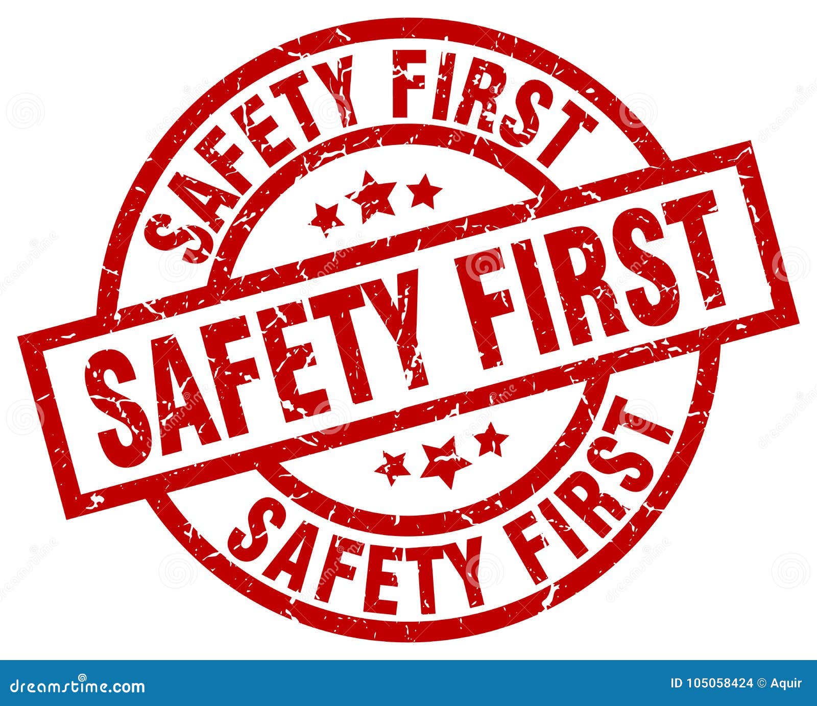 Safety first stamp stock vector. Illustration of isolated - 105058424