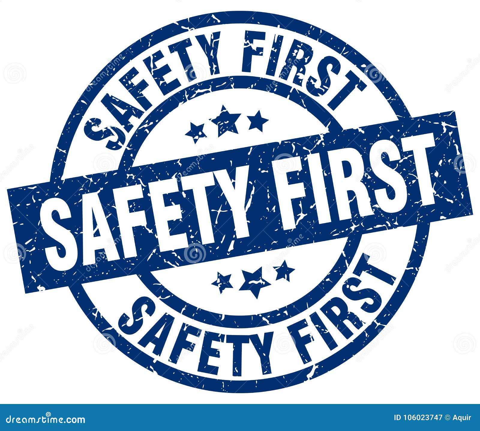 Safety first stamp stock vector. Illustration of badge - 106023747