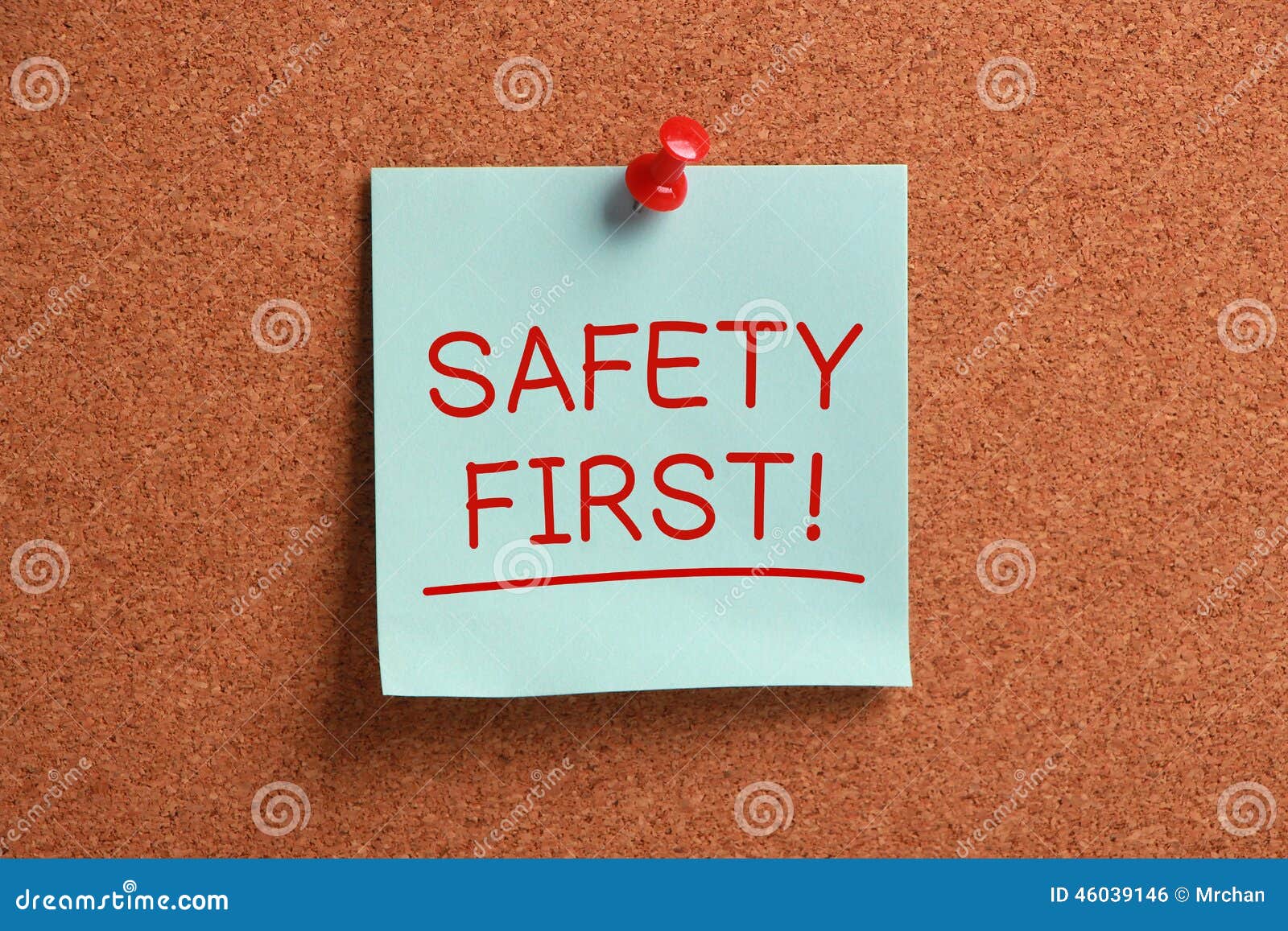Safety First Sticky Note stock photo. Image of reminder - 46039146