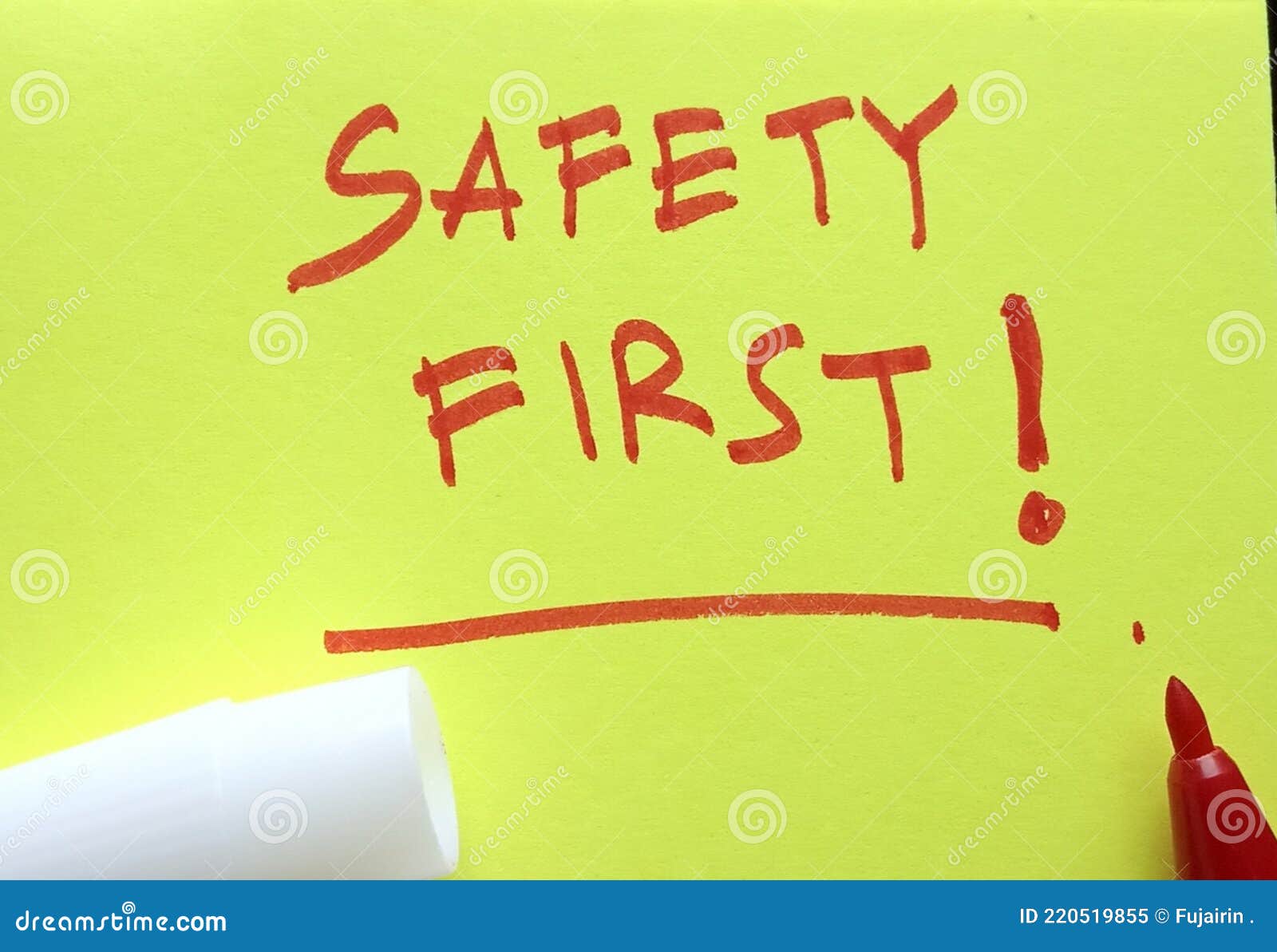 Safety First on Sticky Note Stock Image - Image of calligraphy, brand ...