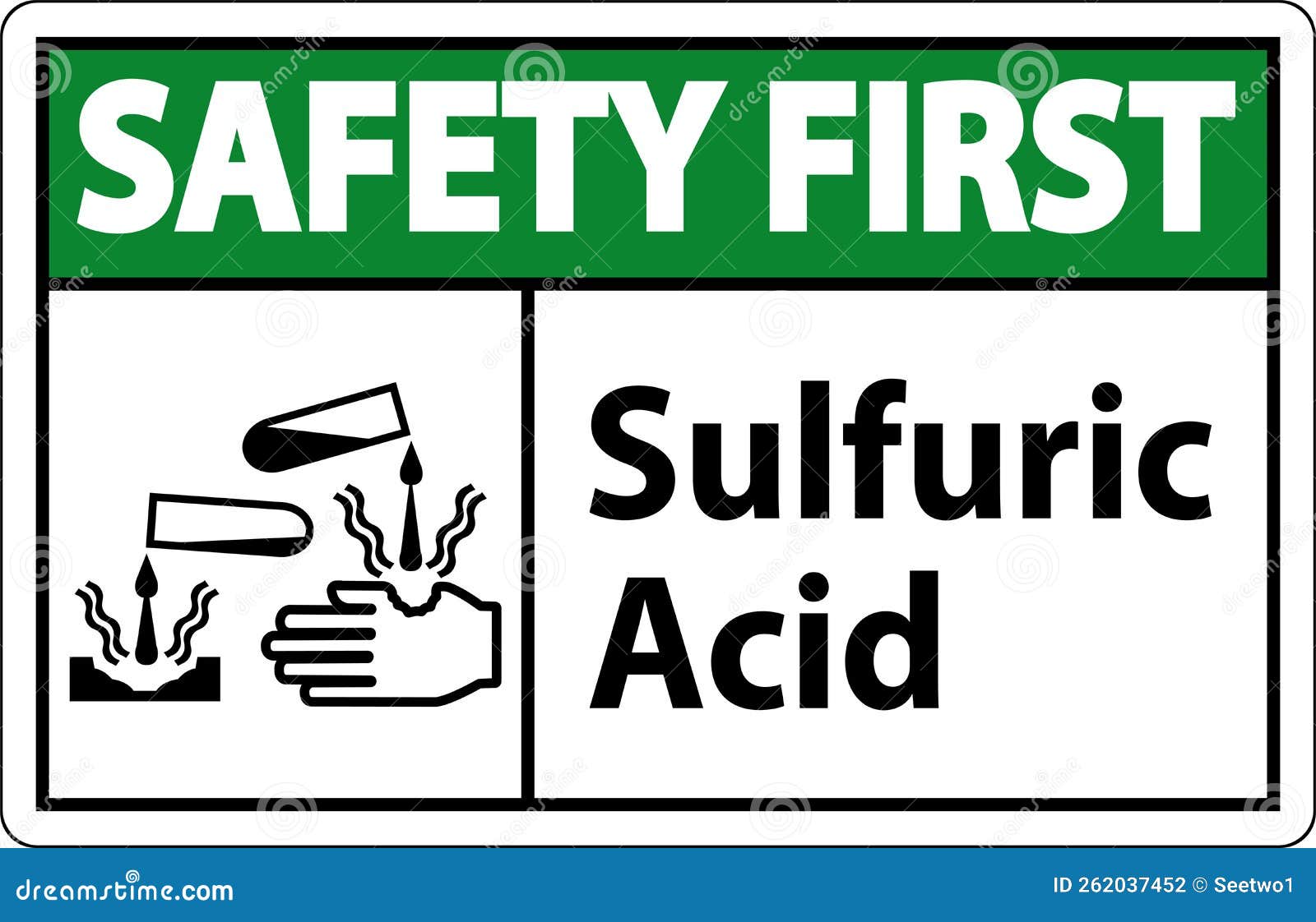 Safety First Sulfuric Acid Sign on White Background Stock Vector ...