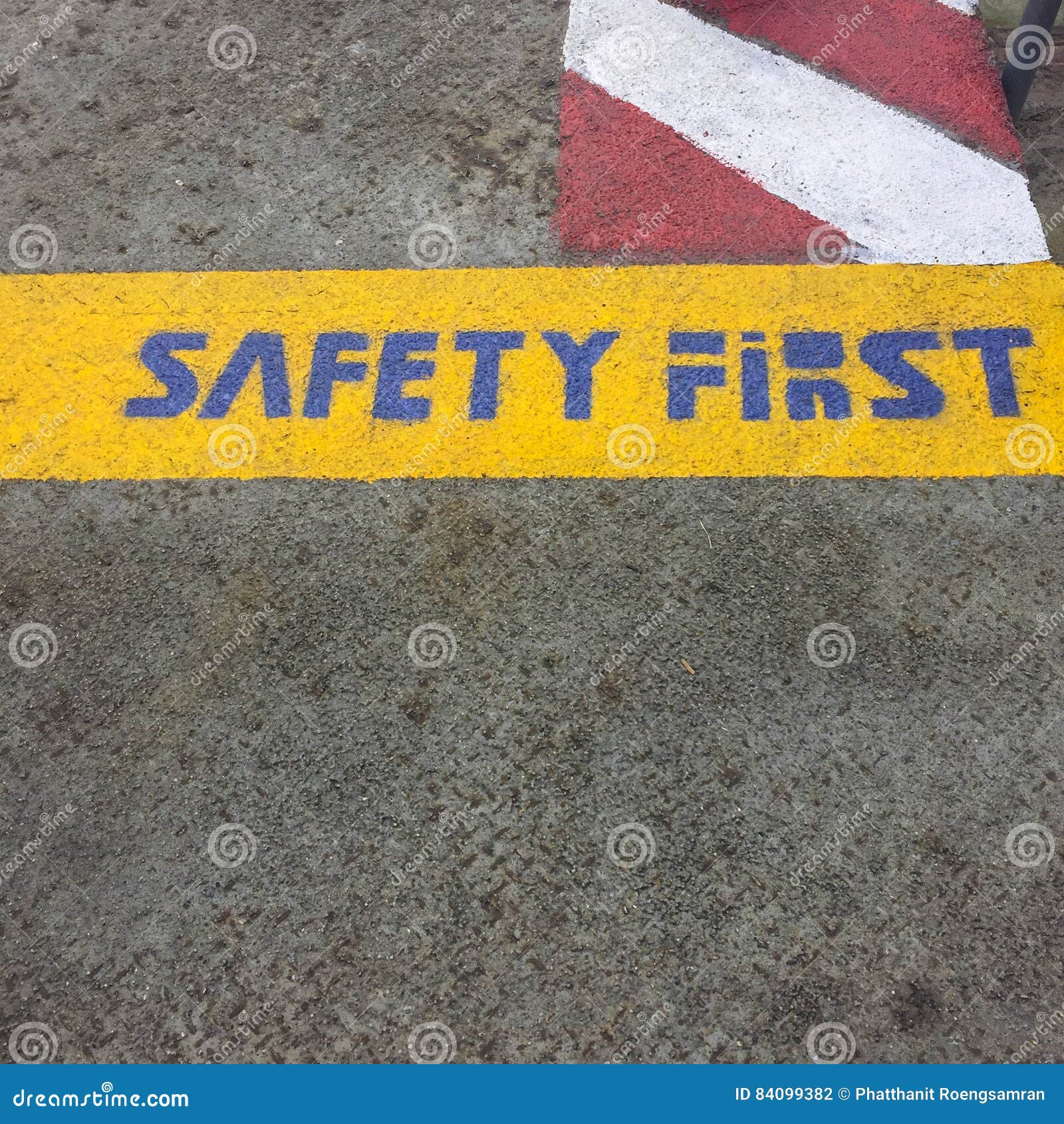 Safety first text on floor stock photo. Image of abstract - 84099382