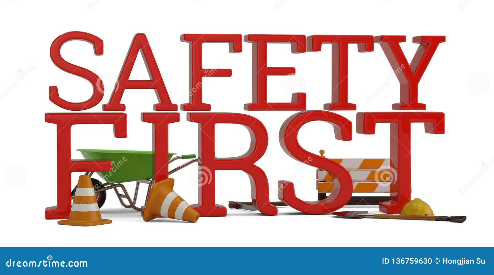 Safety First Text Isolated on White Background 3D Illustration Stock ...