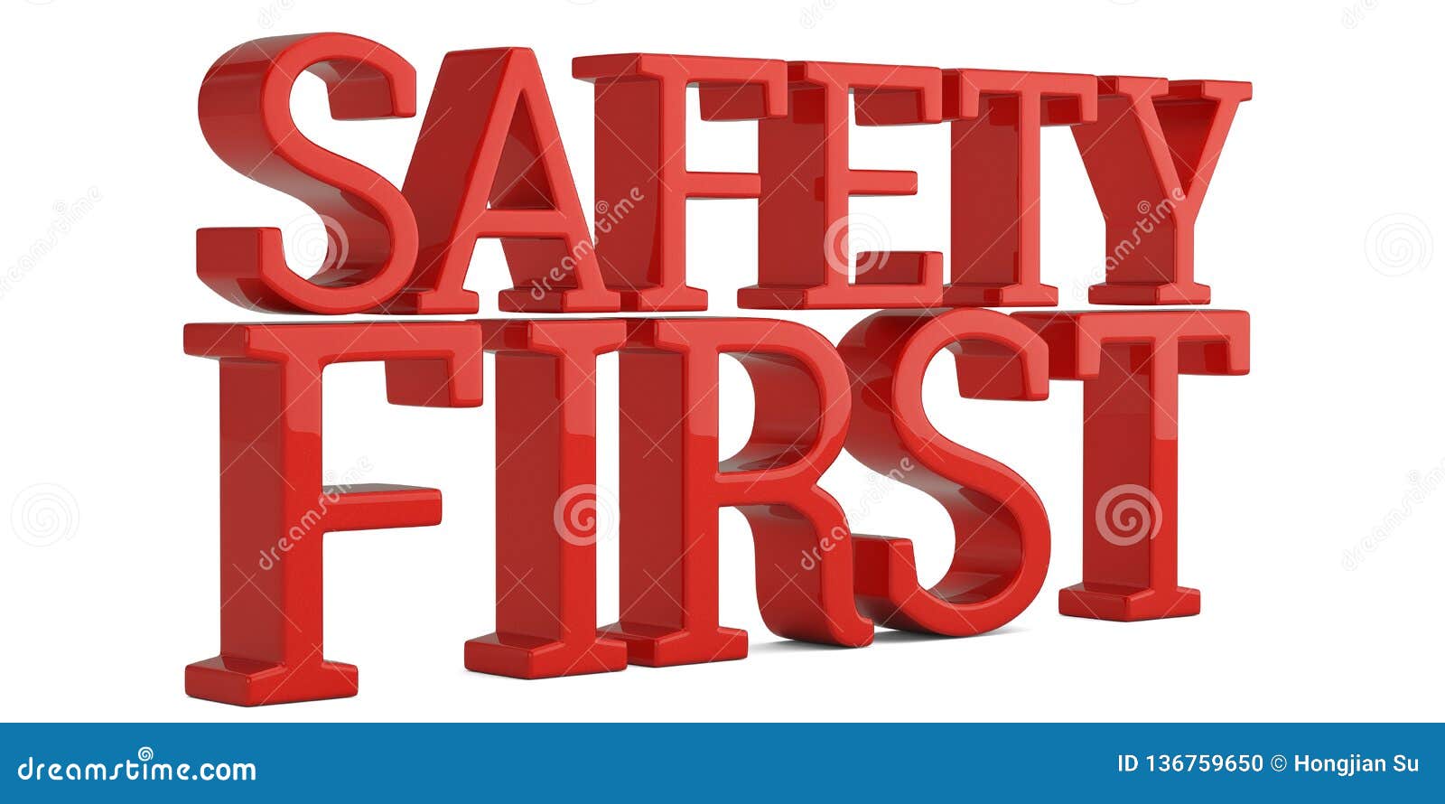 Safety First Text Isolated on White Background 3D Illustration Stock ...