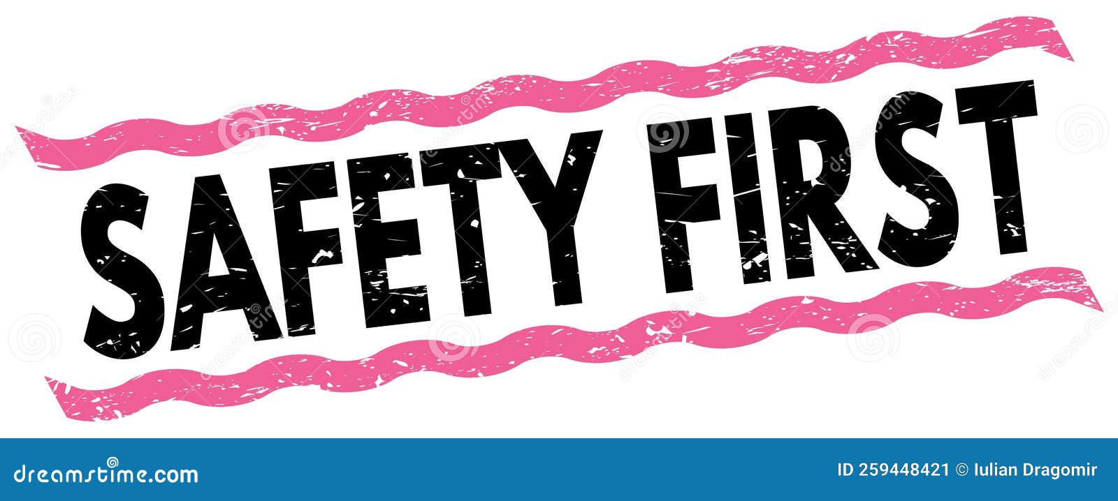 SAFETY FIRST Text on Pink-black Lines Stamp Sign Stock Illustration ...