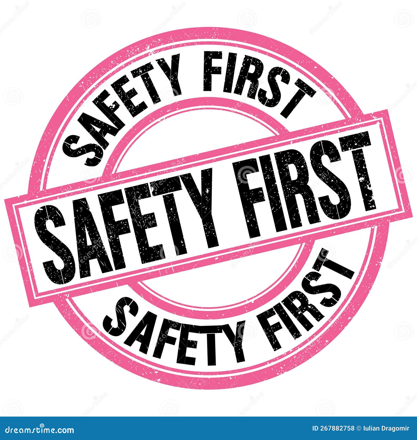 SAFETY FIRST Text on Pink-black Round Stamp Sign Stock Illustration ...