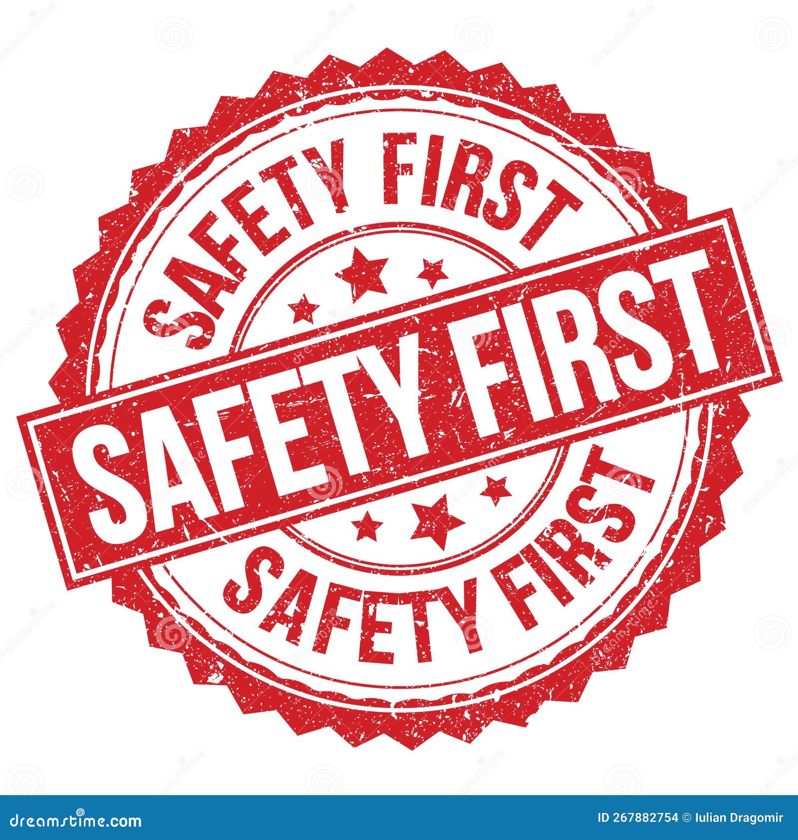 SAFETY FIRST Text on Red Round Stamp Sign Stock Illustration ...
