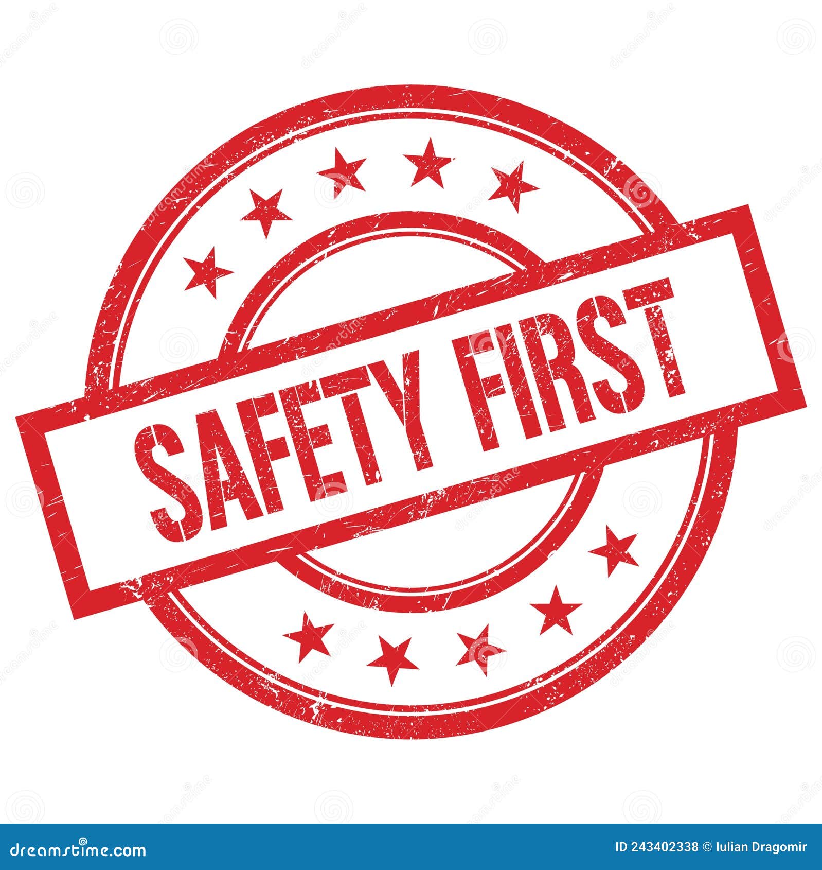 SAFETY FIRST Text Written on Red Vintage Round Stamp Stock Illustration ...