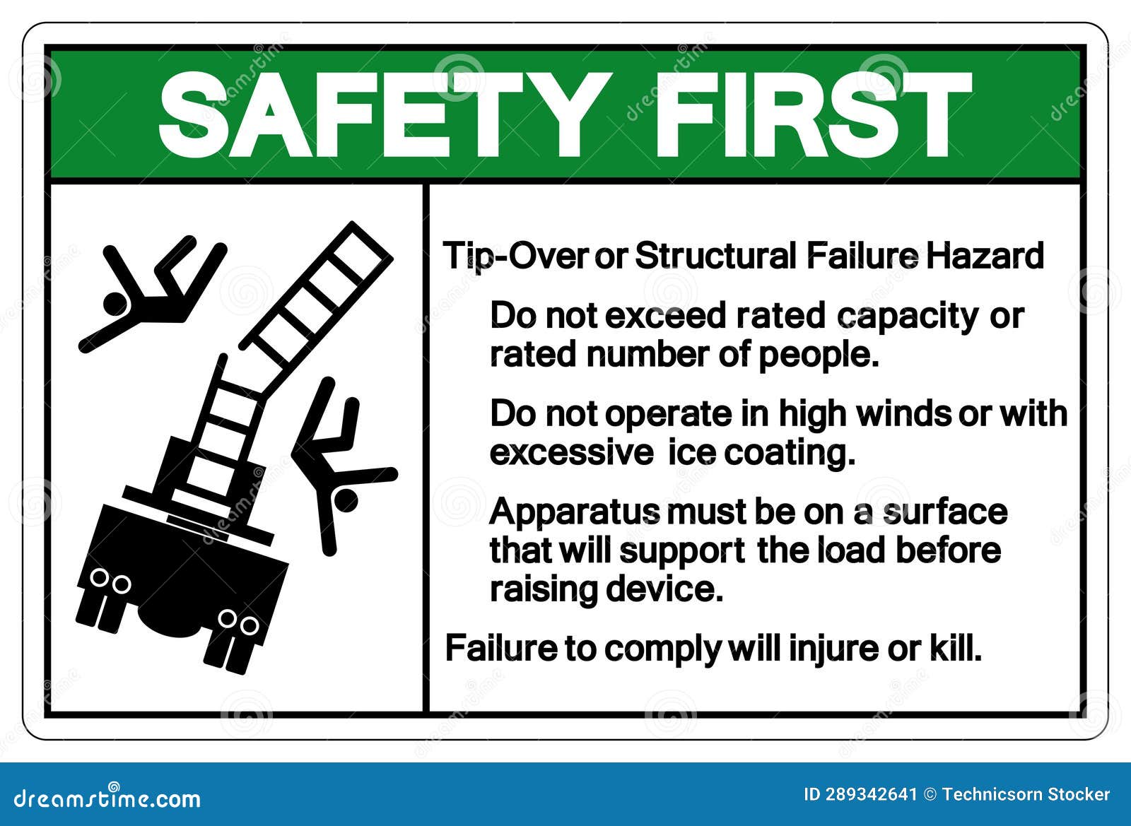 Safety First Tip-Over or Structural Failure Hazard Symbol Sign, Vector ...