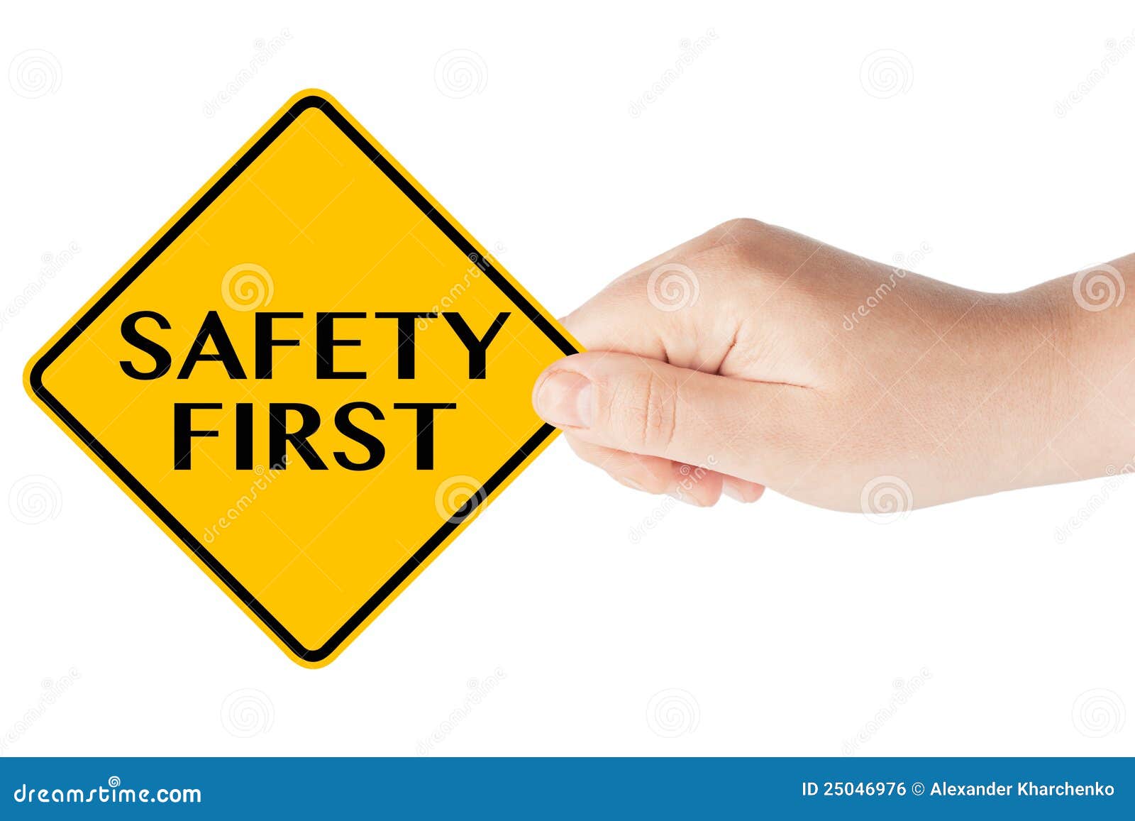 Safety First Traffic Sign with Hand Stock Photo - Image of drive, play ...