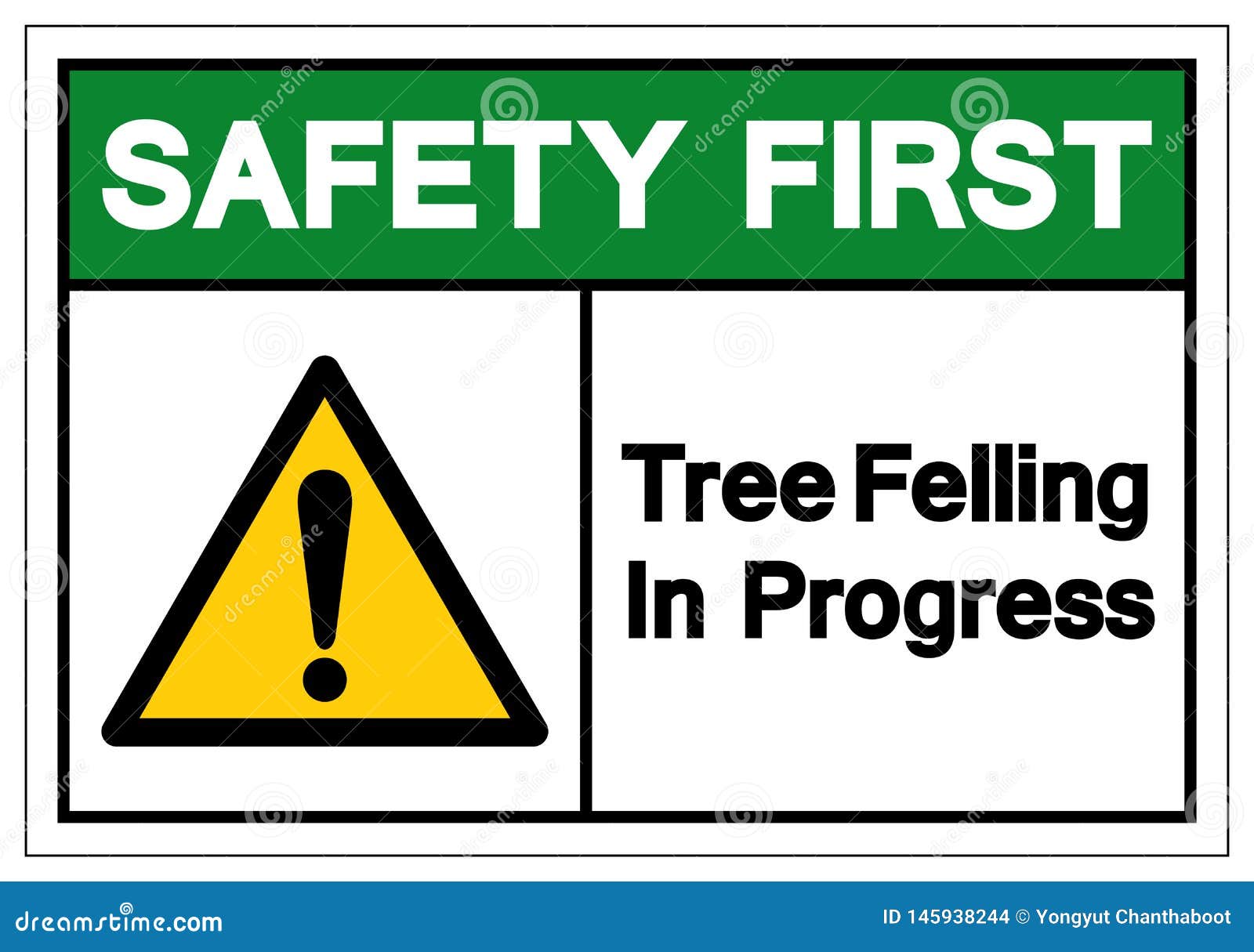 Safety First Tree Felling in Progress Symbol Sign, Vector Illustration ...