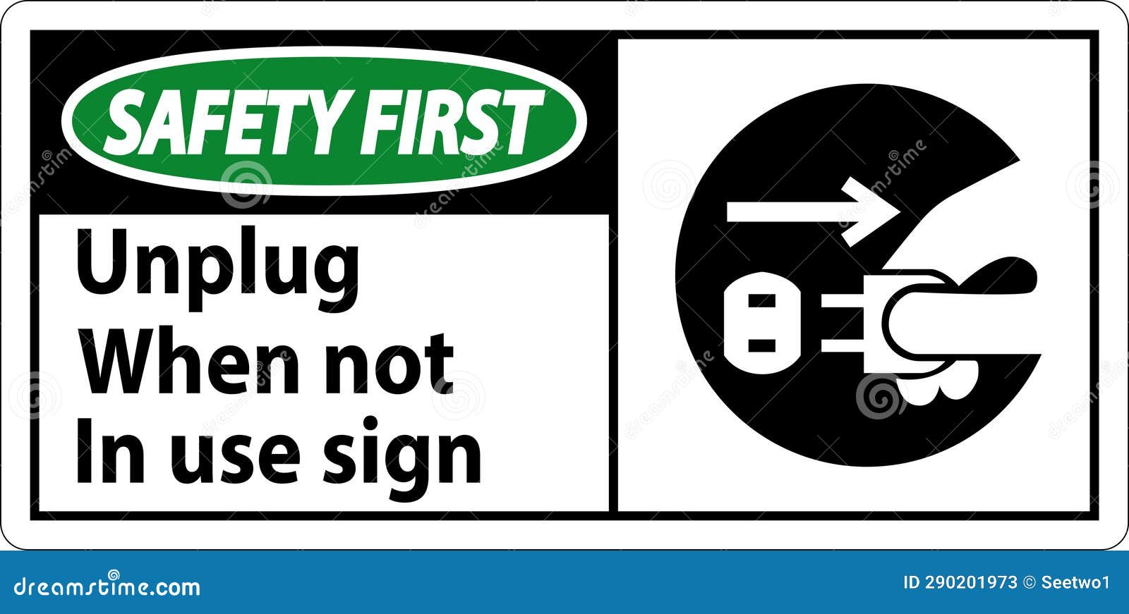 Safety First Unplug When Not In Use Symbol Sign Cartoon Vector ...