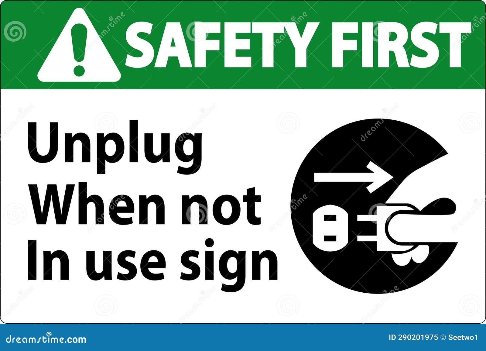 Safety First Unplug when Not in Use Symbol Sign Stock Vector ...