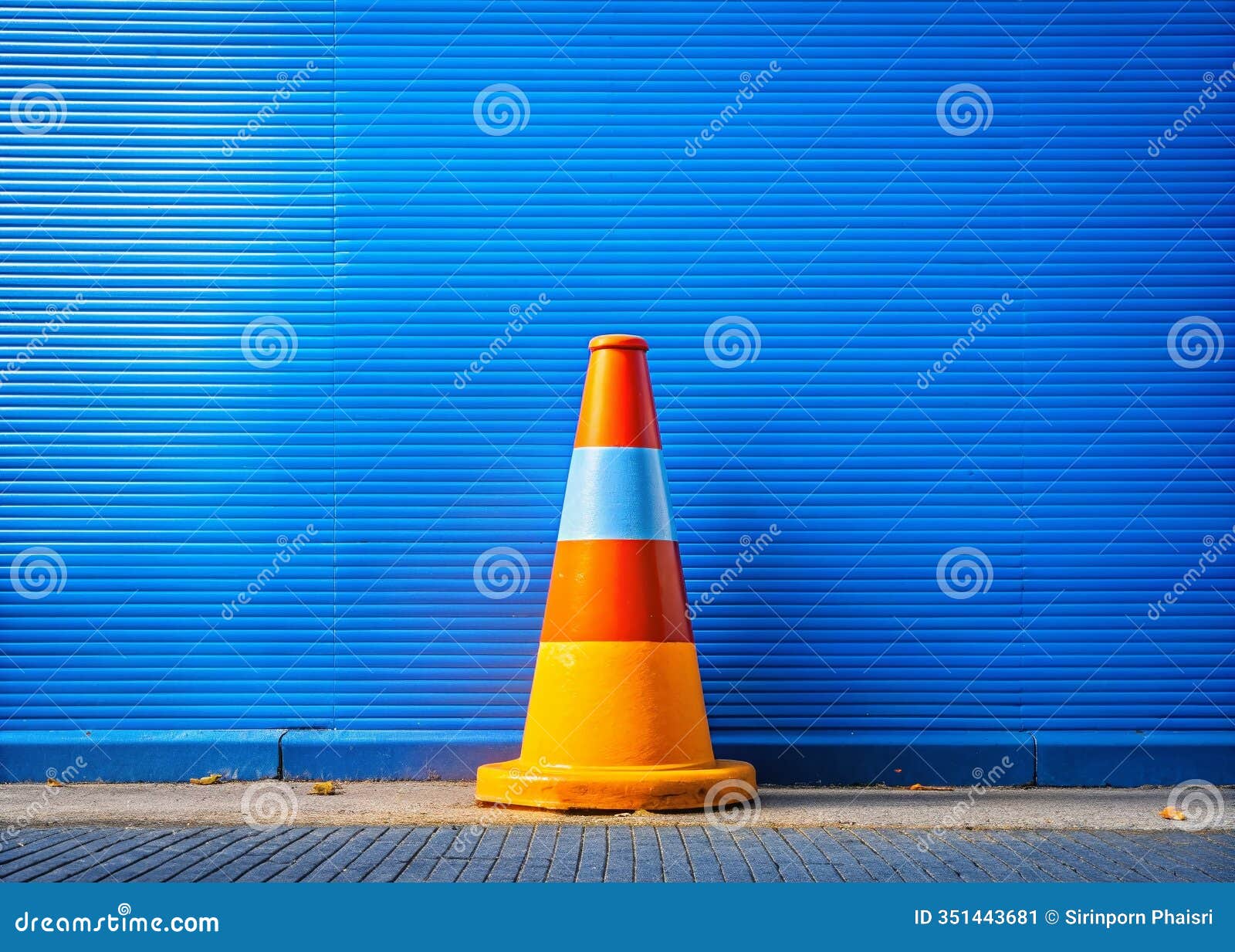 Safety First Vibrant Orange and Yellow Construction Cone Against a Bold ...