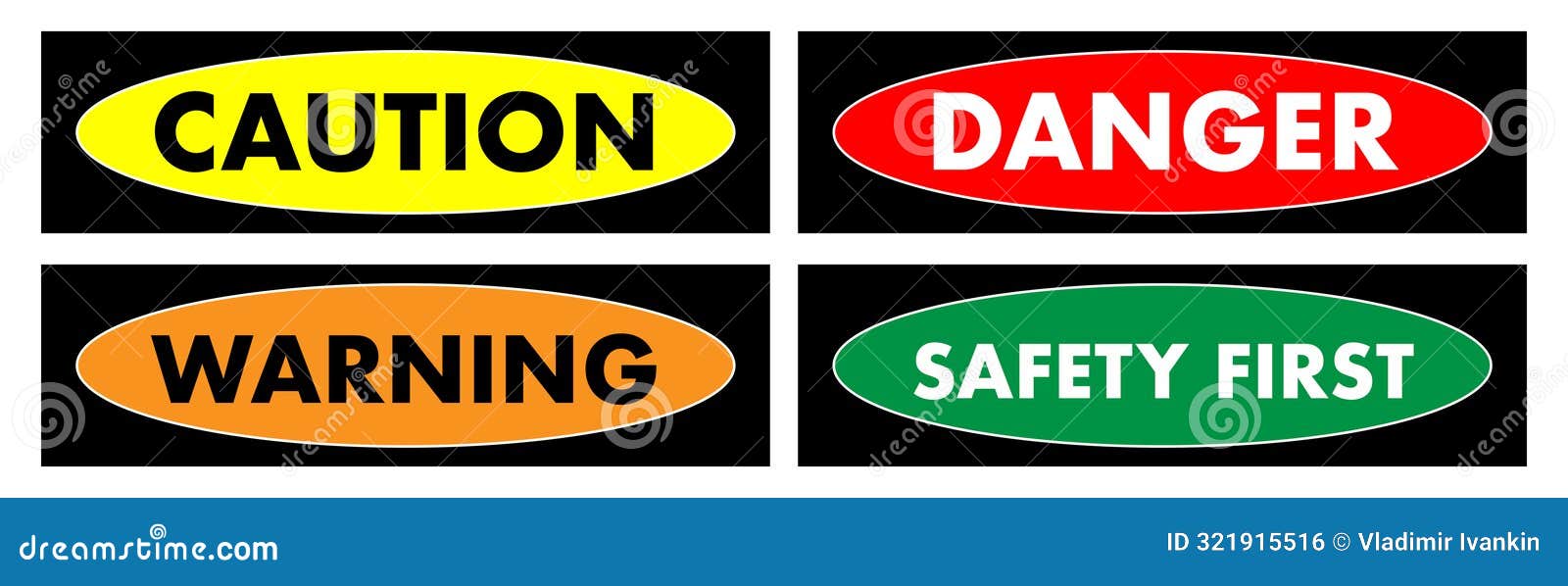 Safety First, Warning, Danger Caution Frame Set Stock Vector ...