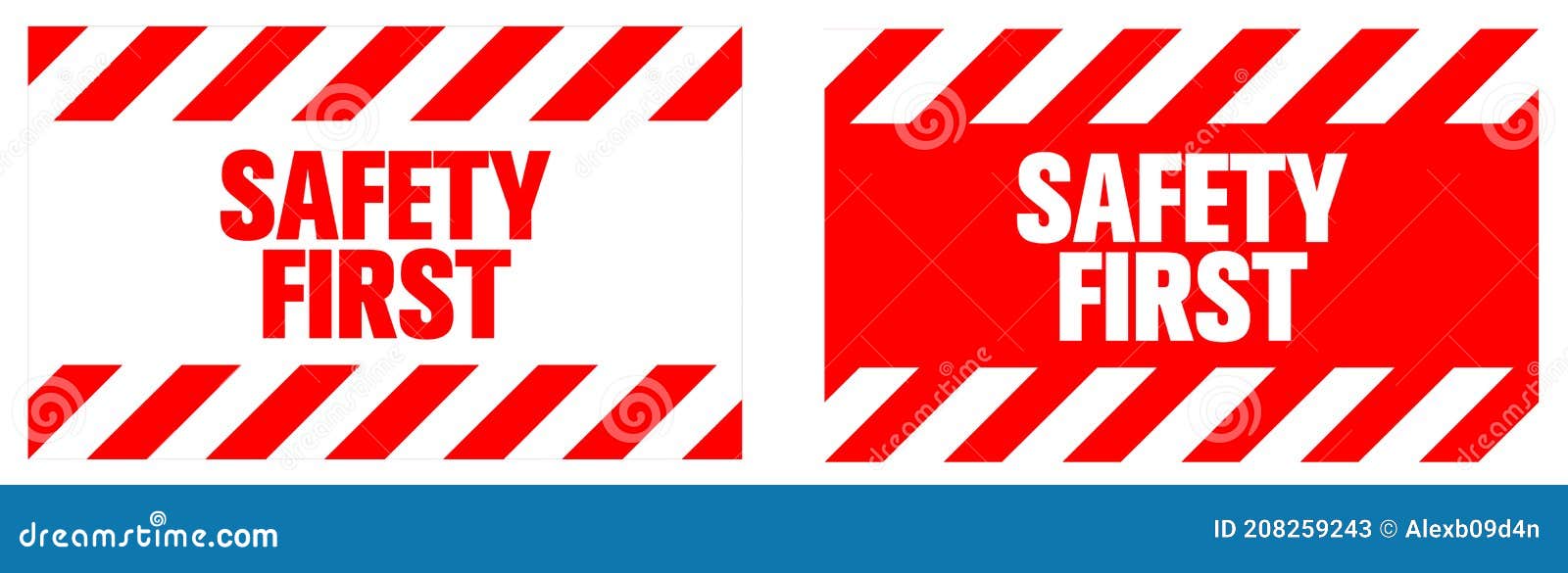 Safety First warning sign. stock vector. Illustration of sign - 208259243