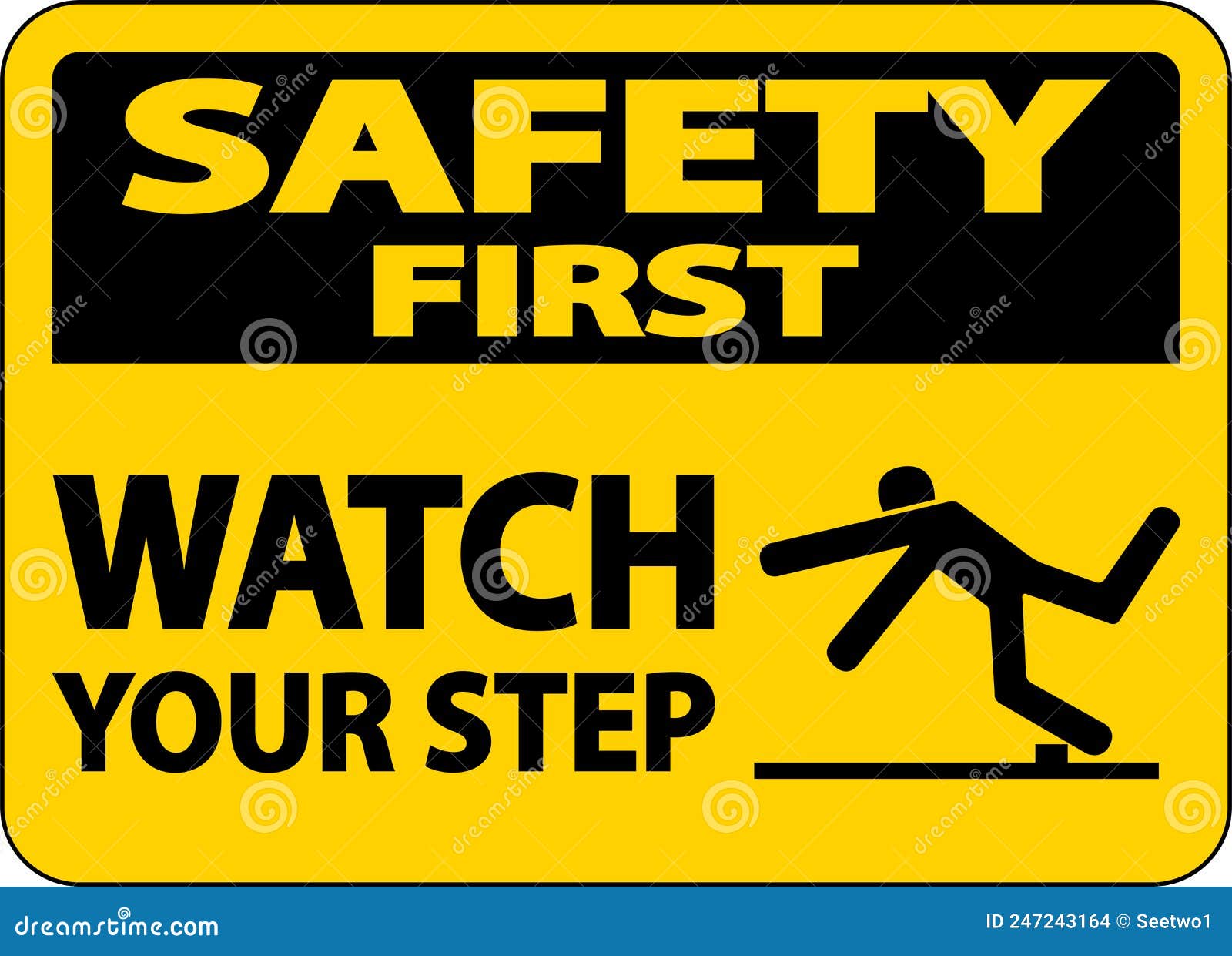 Safety First Watch Your Step Sign on White Background Stock Vector ...