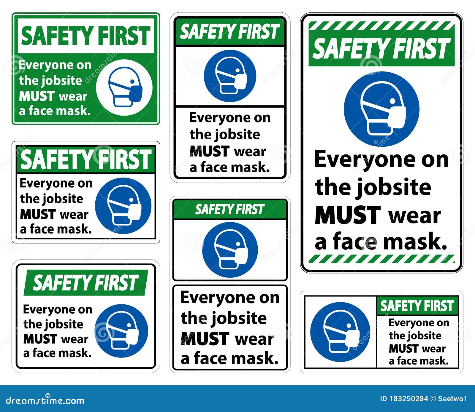 Safety First Wear a Face Mask Sign Isolate on White Background,Vector ...