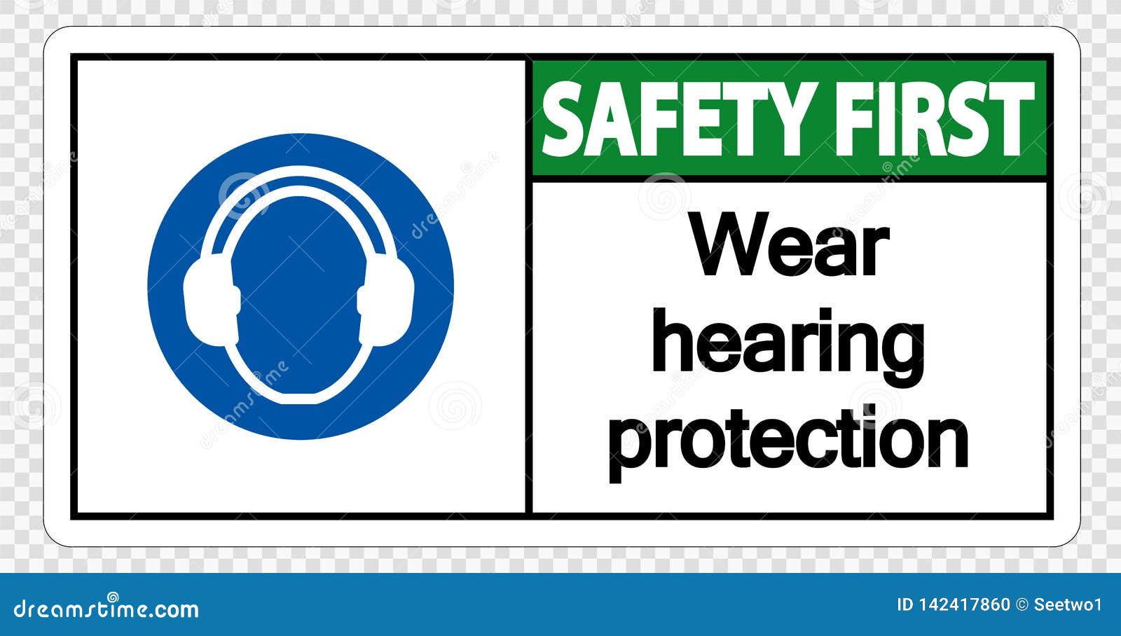 Symbol Safety First Wear Hearing Protection on Transparent Background ...