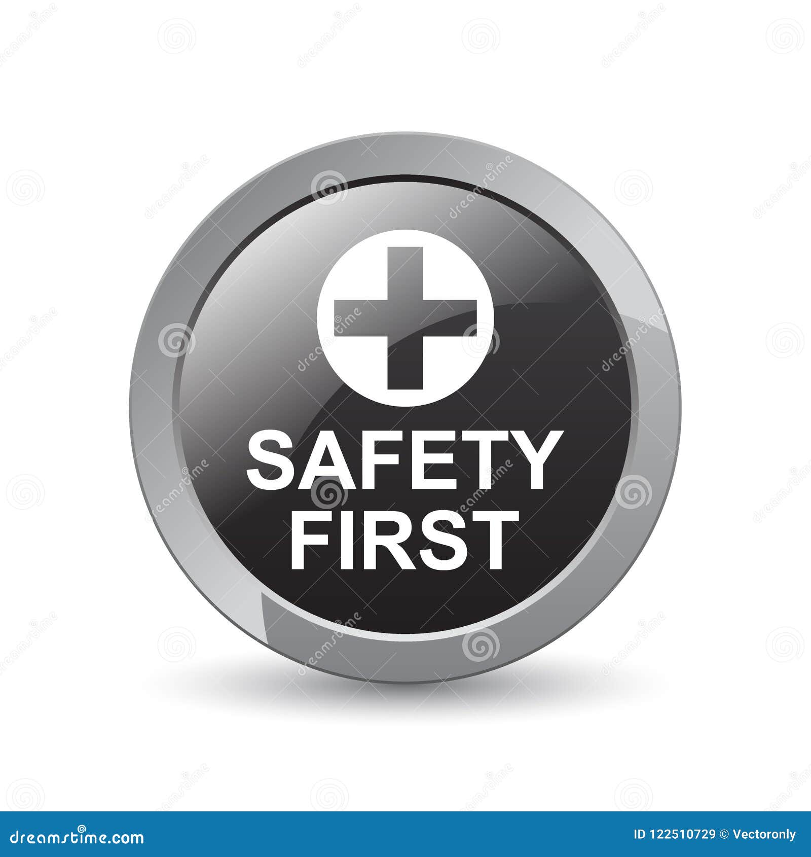 Safety first button stock illustration. Illustration of danger - 122510729
