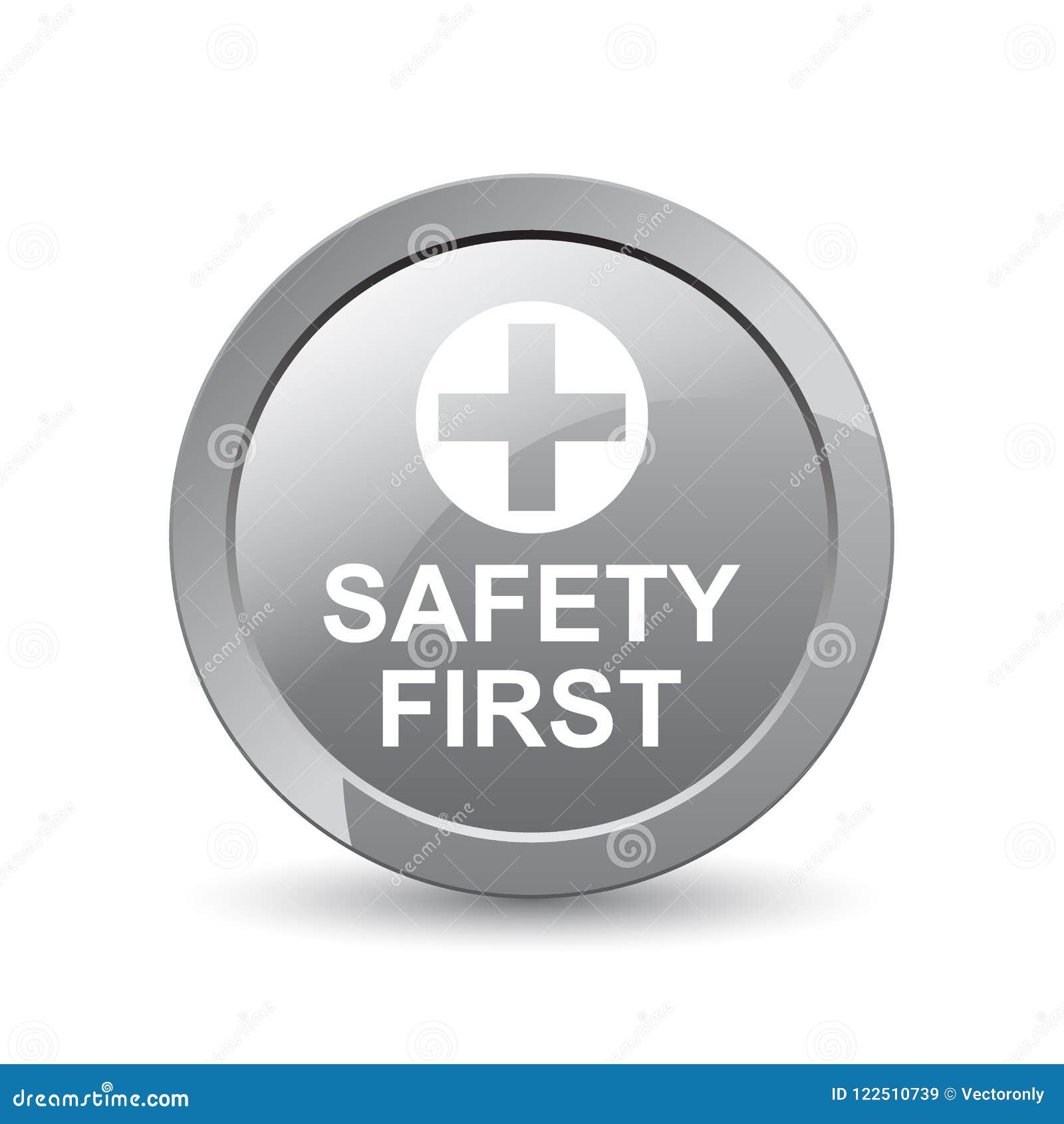 Safety first button stock illustration. Illustration of health - 122510739