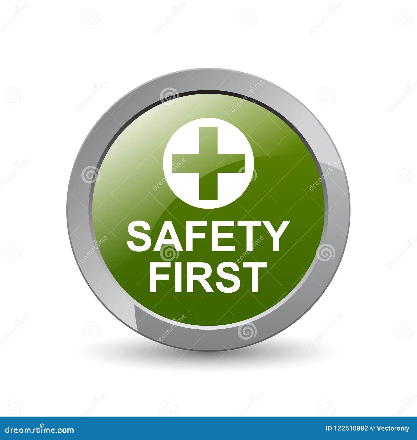 Safety first button stock illustration. Illustration of drive - 122510882