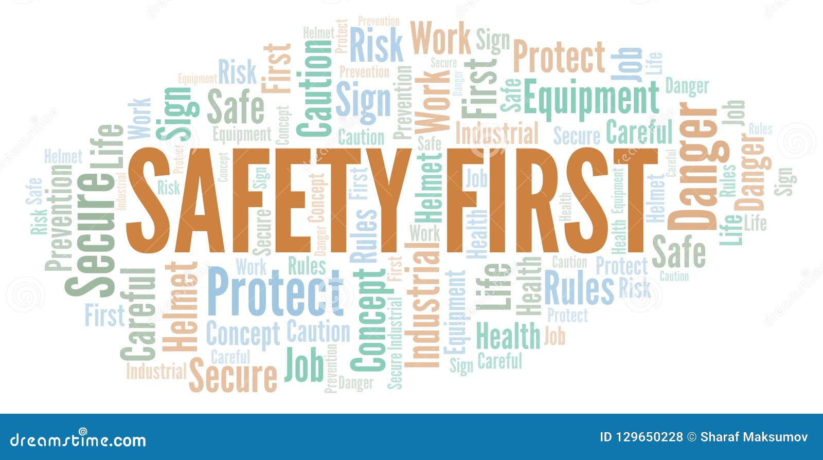 Safety First word cloud. stock illustration. Illustration of equipment ...
