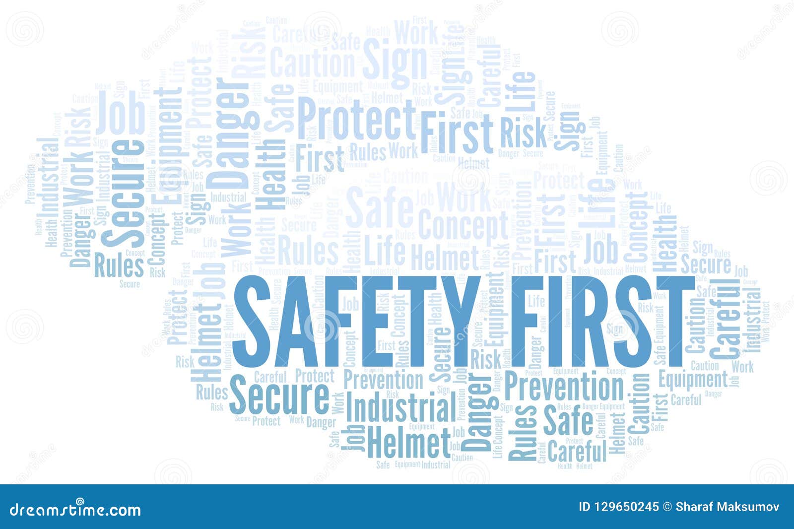 Safety First word cloud. stock illustration. Illustration of bubble ...