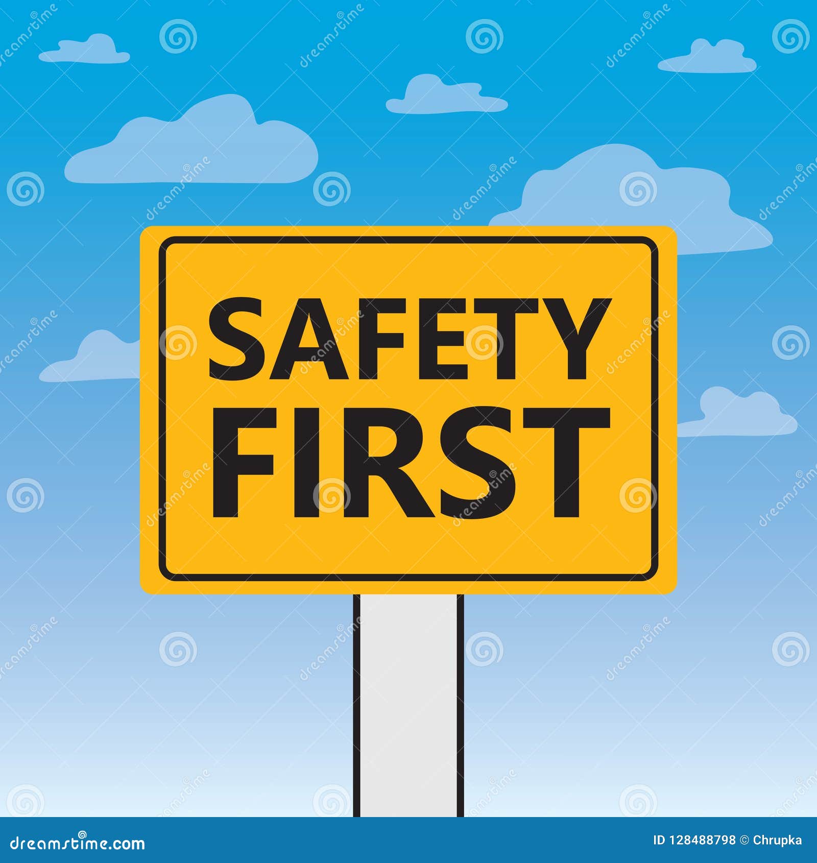 Safety First Written on a Billboard Stock Vector - Illustration of ...