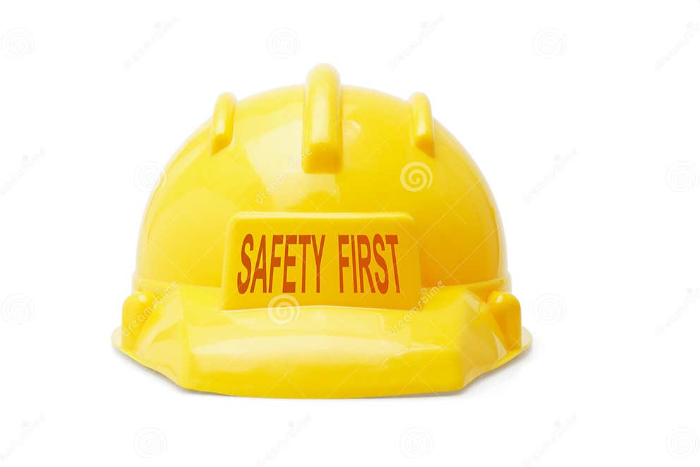 Safety First Yellow Hardhat Stock Image - Image of isolated, prevention ...