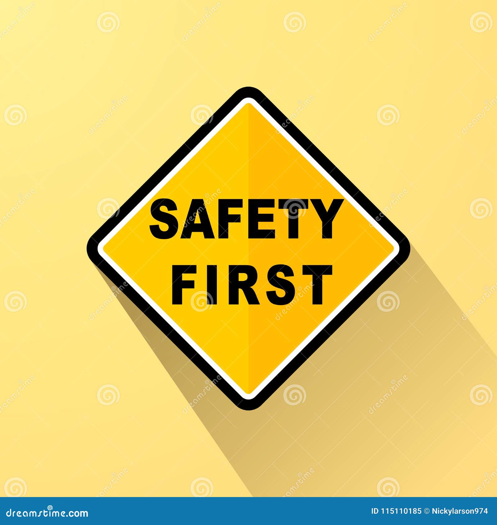 Safety First Yellow Sign Concept Stock Vector - Illustration of message ...