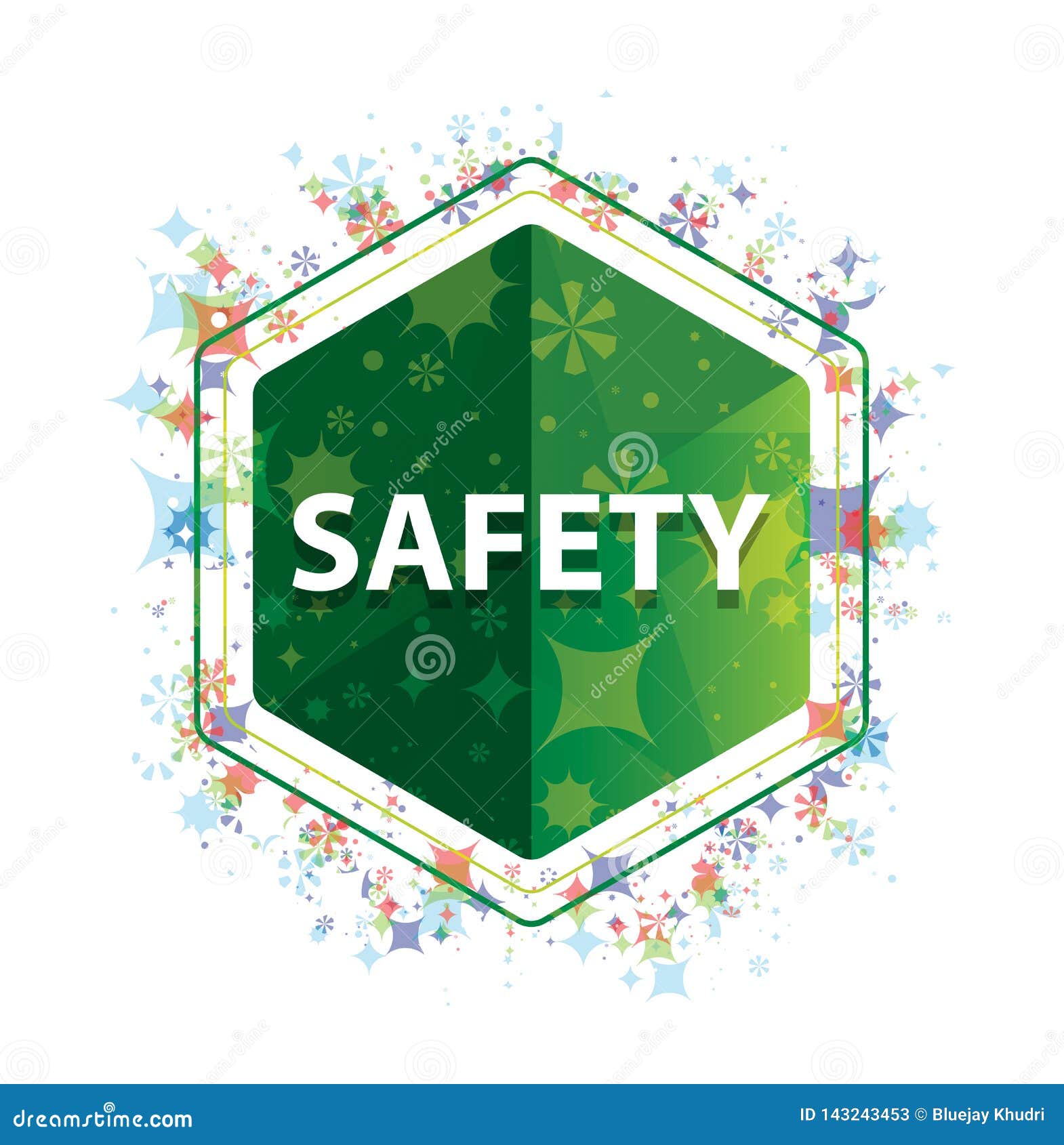 Safety Floral Plants Pattern Green Hexagon Button Stock Illustration ...