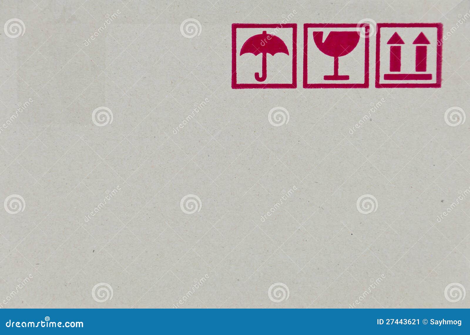 Safety Fragile Icon on Cardboard Paper Stock Image - Image of shadow ...