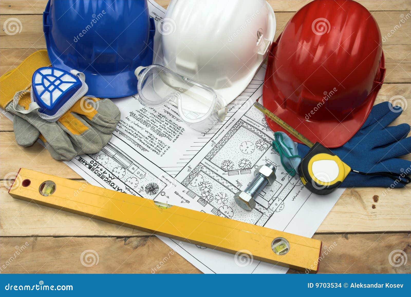 Safety gear kit stock photo. Image of industrial, architecture - 9703534