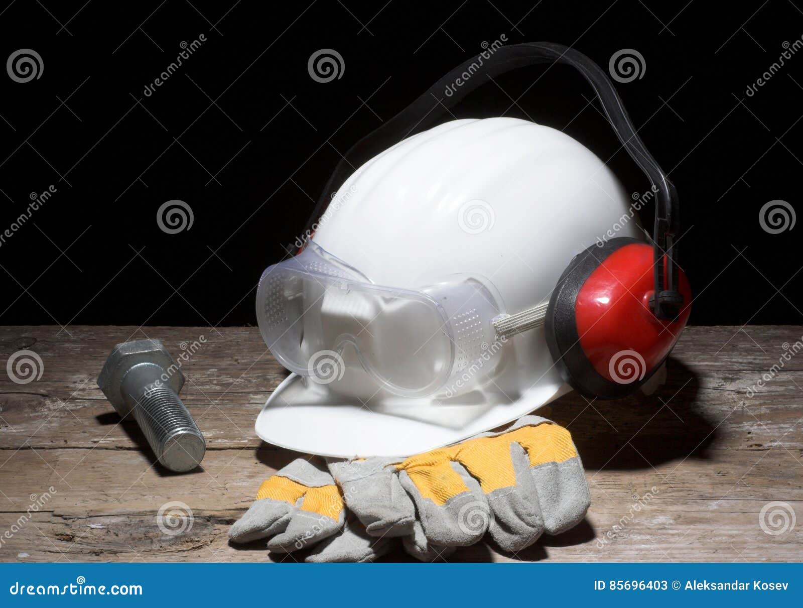 Safety gear kit stock image. Image of engineer, helmet - 85696403