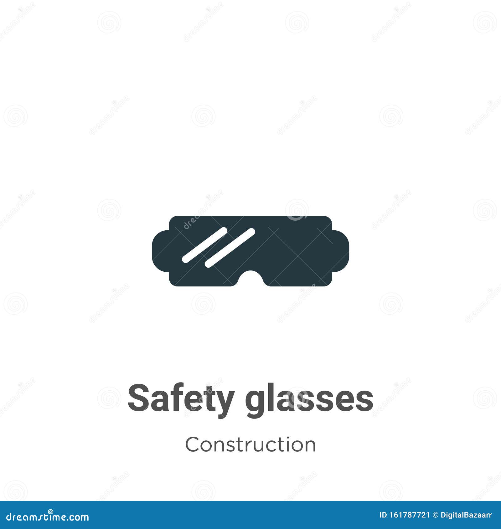 Safety Glasses Vector Icon on White Background. Flat Vector Safety ...