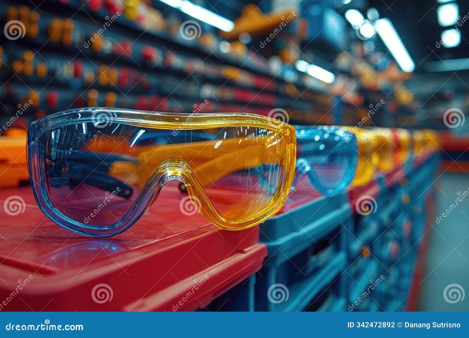 Safety Goggles on a Shelf in a Hardware Store Stock Illustration ...