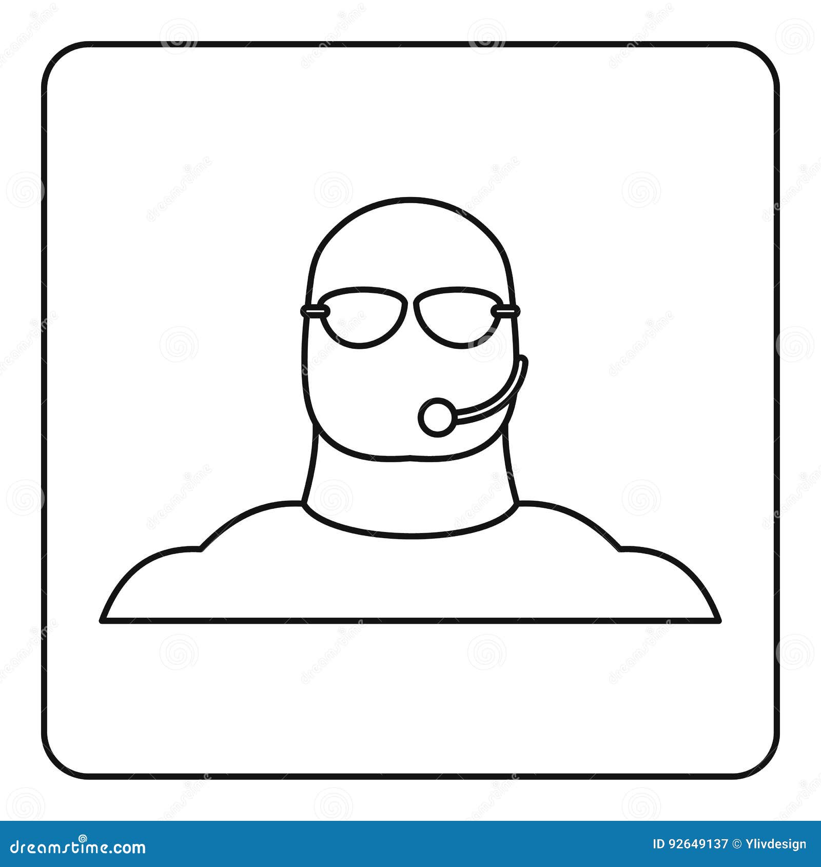 Safety Guard Man Icon Outline Stock Vector - Illustration of headset ...