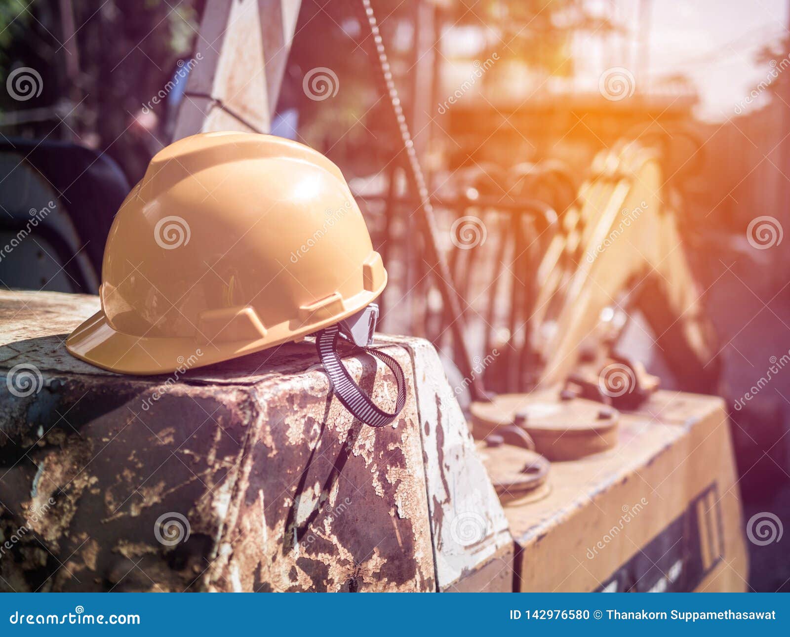 Safety Helmet Placed after Engineers Construction Finish Working Stock ...