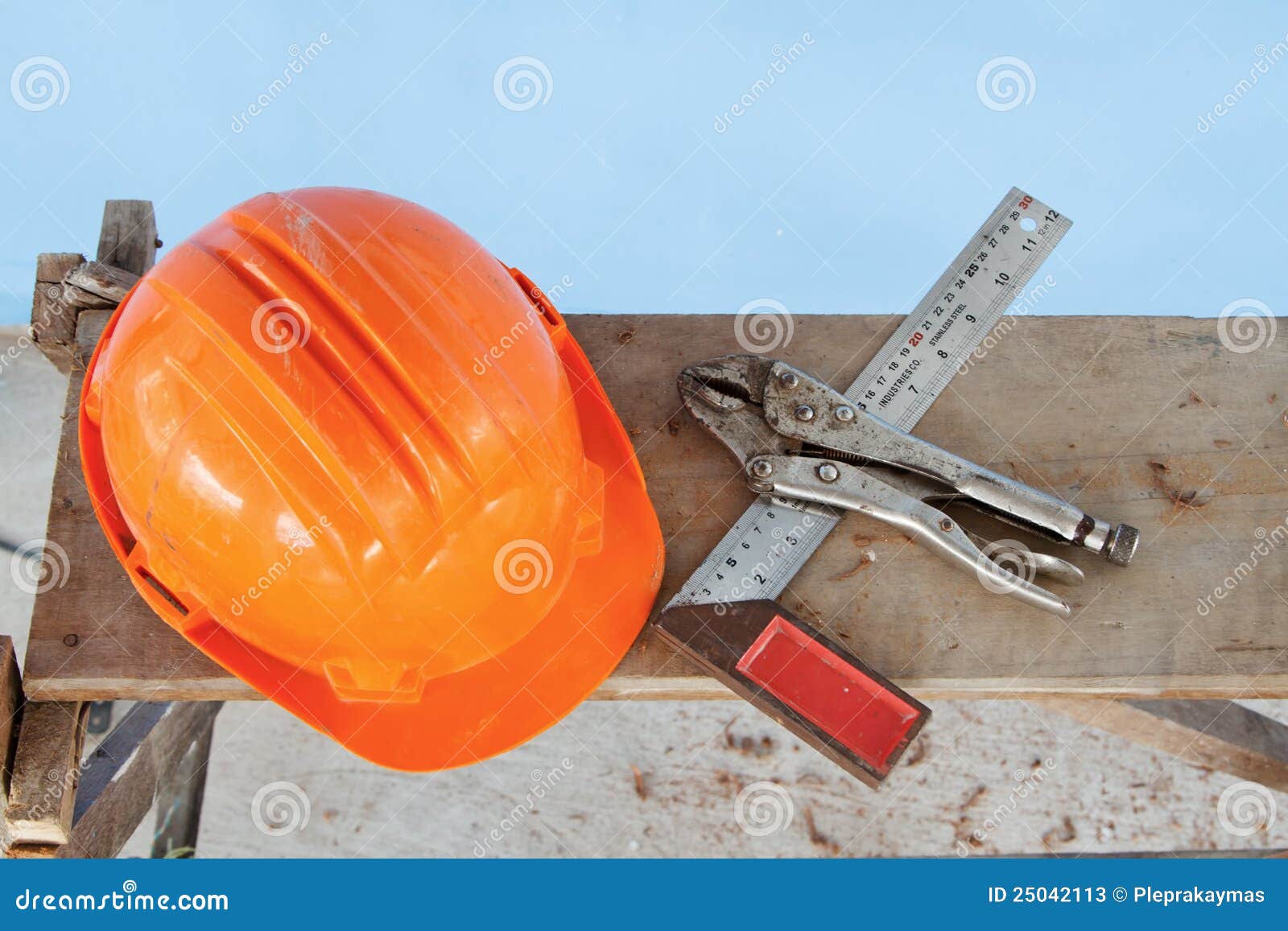 Safety Helmet and Standard Hand Tool Stock Image - Image of color ...